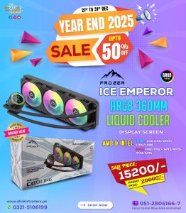 Frozer Ice Emperor Black ARGB 360MM Liquid Cooler - Shakir Traders